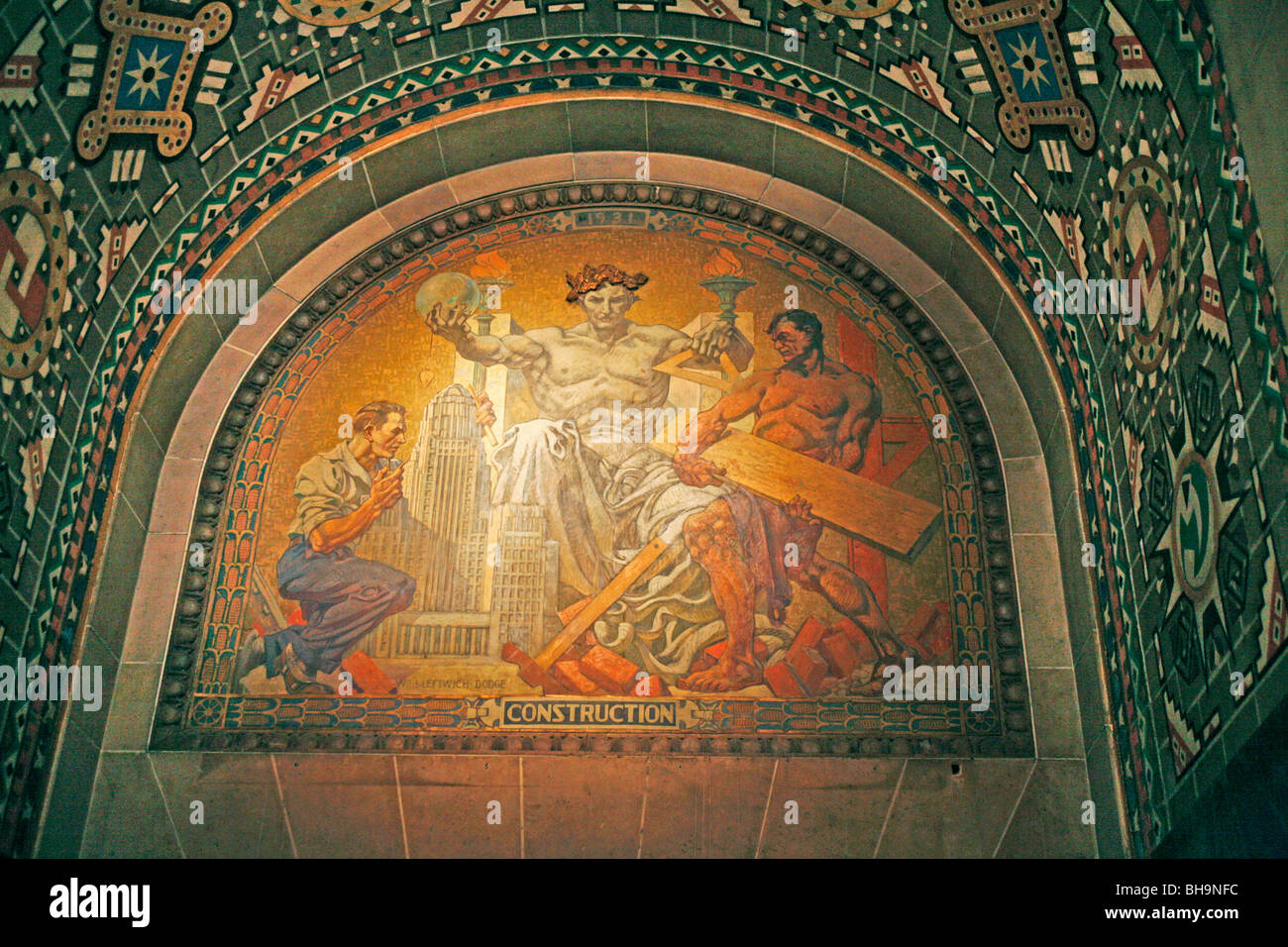 Buffalo New York City Hall construction mural Stock Photo - Alamy