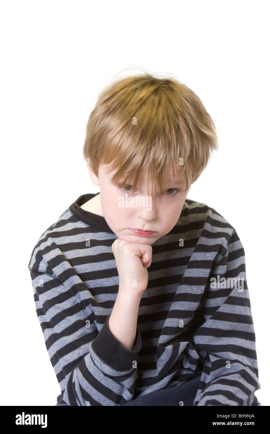 isolated child with a though or thinking expression Stock Photo - Alamy