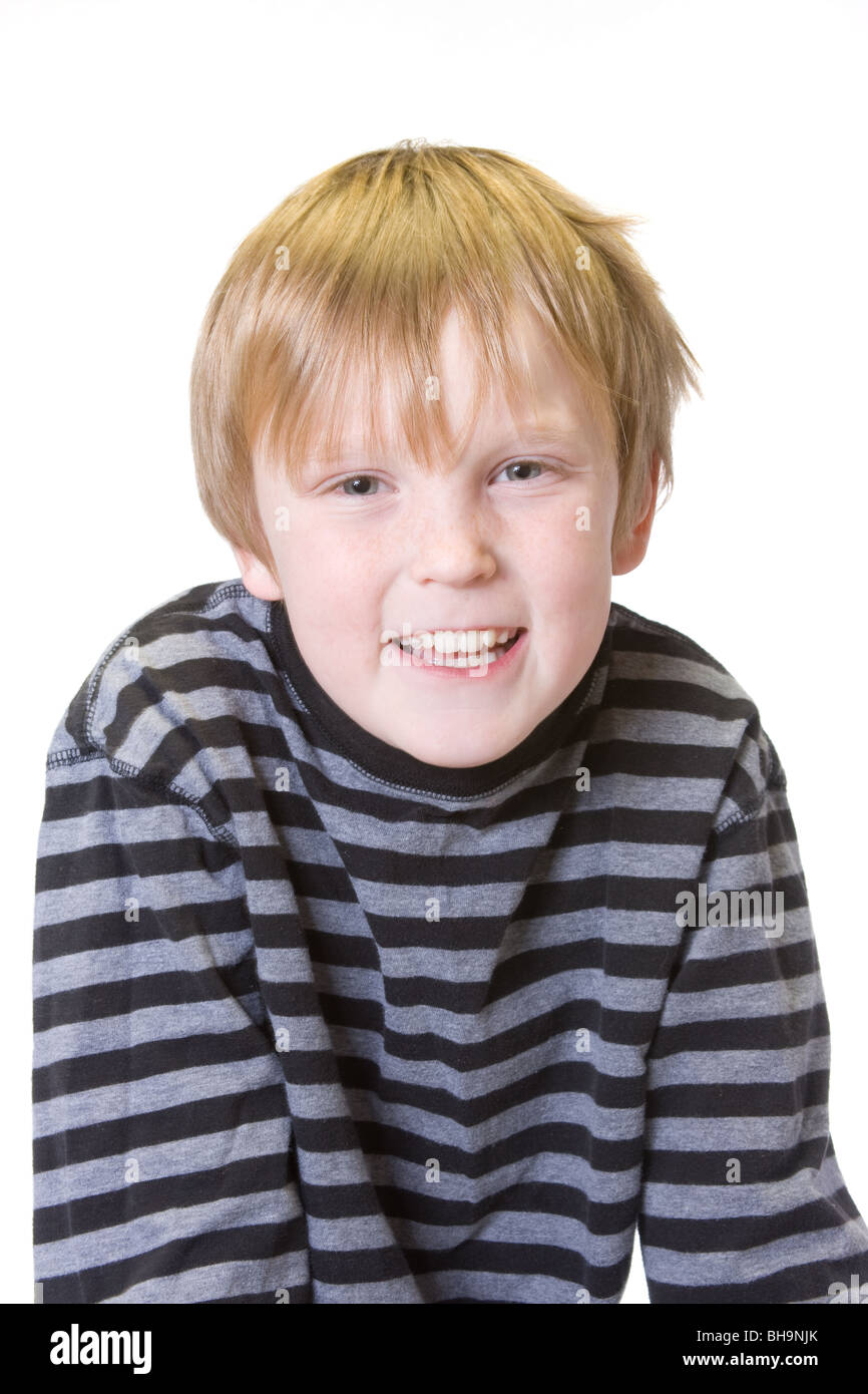isolated child on white background with a happy expression Stock Photo ...