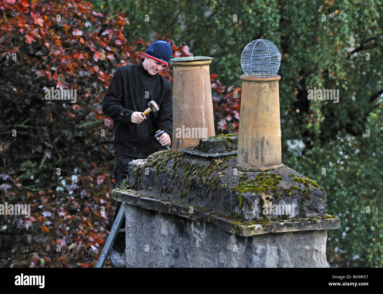 Chimney stack on house roof hi-res stock photography and images - Alamy