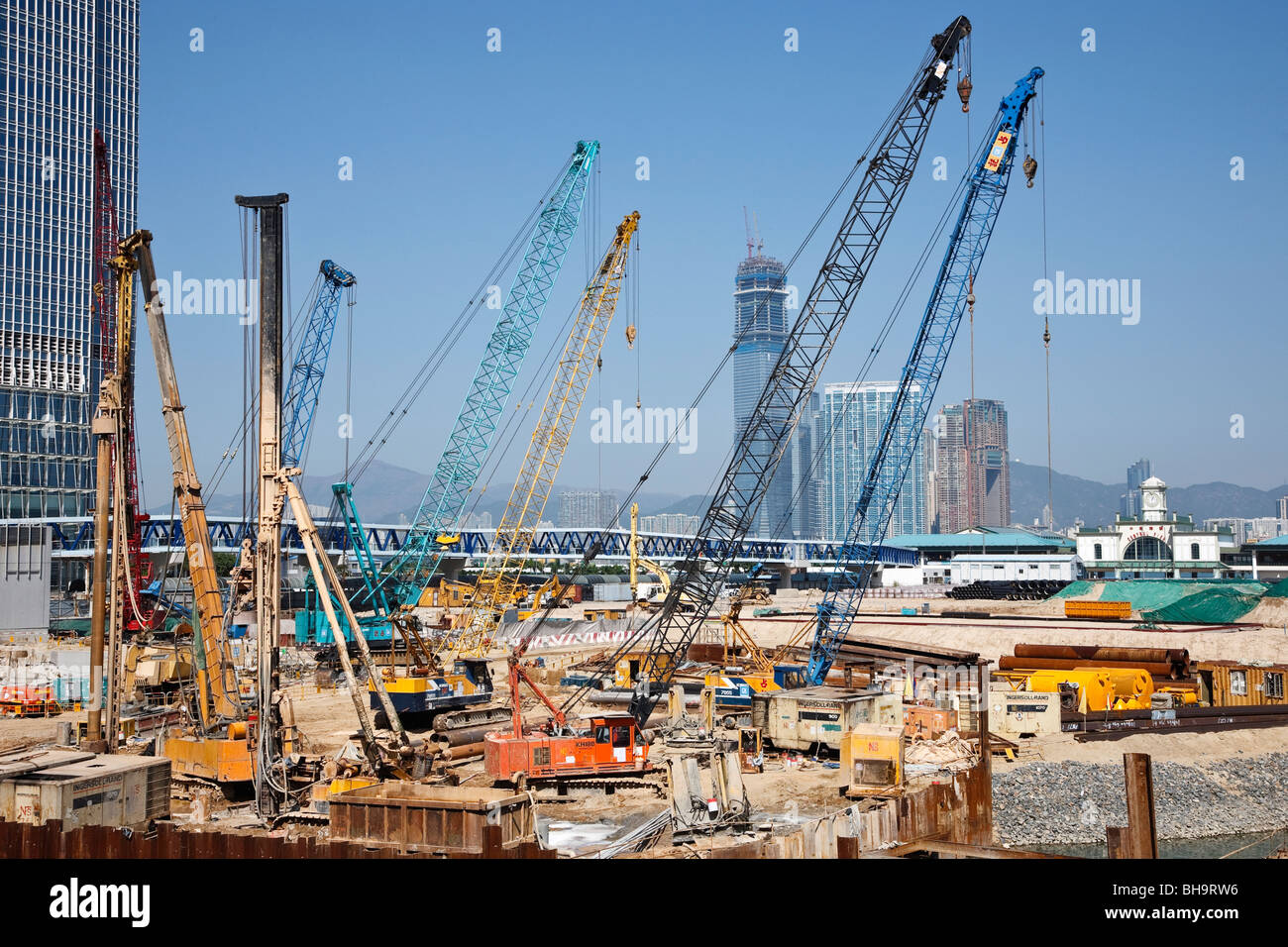 View of the construction and reclamation work taking place in Central ...