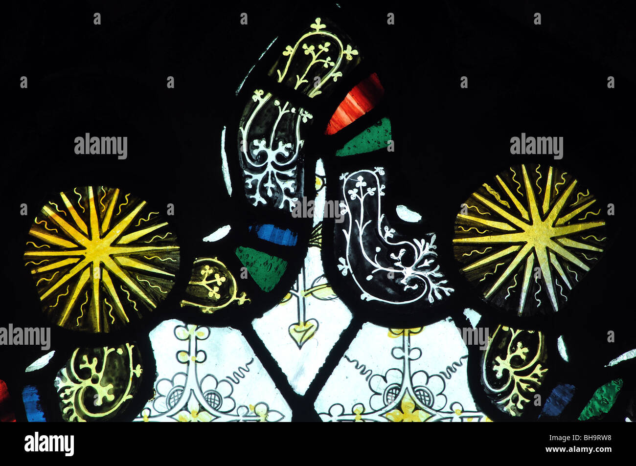 Stained glass in Holy Cross Church, Byfield, Northamptonshire, England ...