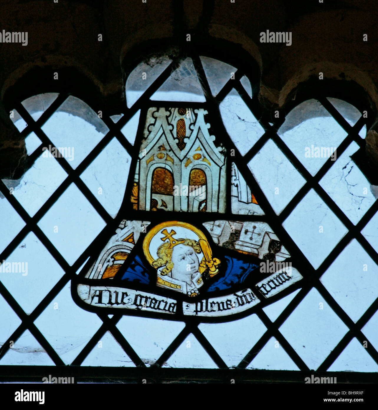 Fragment of 15th Century Stained Glass depicting the Virgin Mary, St ...