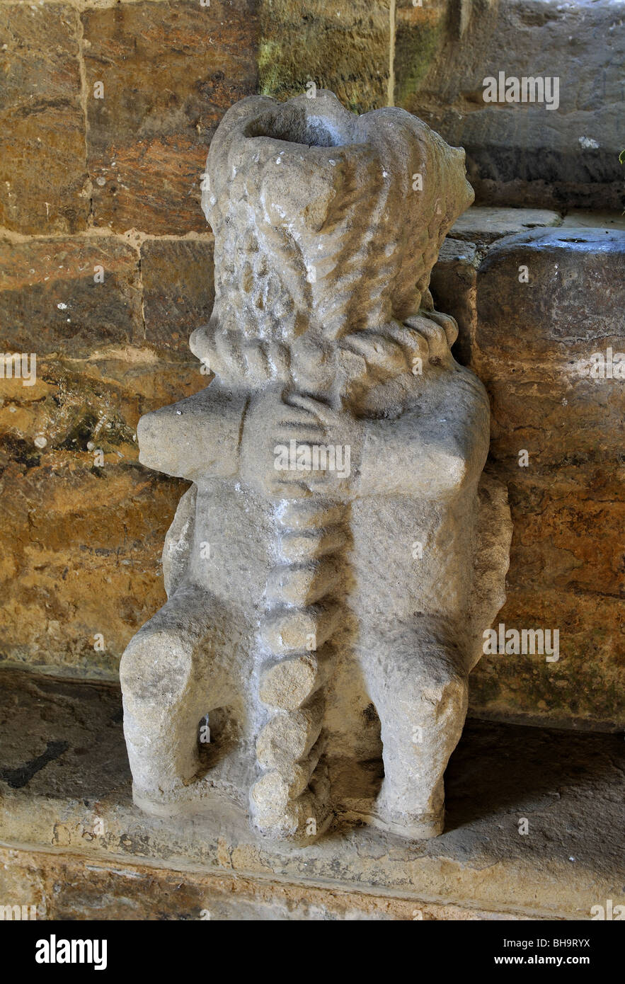 Gargoyle in porch of Holy Cross Church, Byfield, Northamptonshire ...