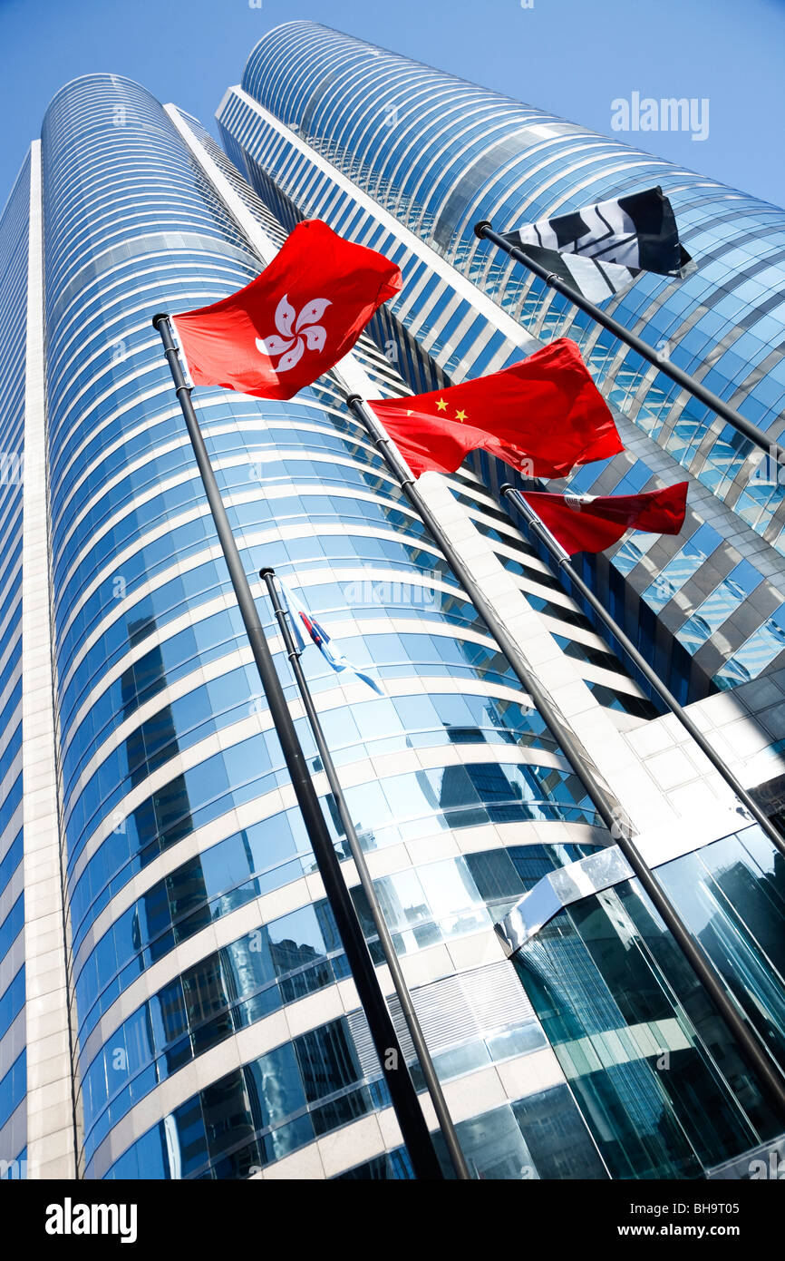 The Hong Kong and Peoples Republic of China's flags flying outside ...