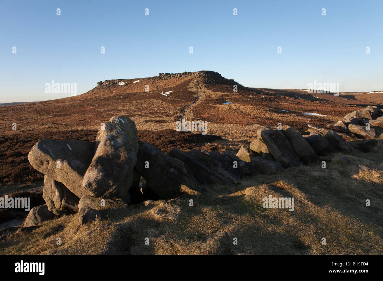 Higger Tor in the Derbyshire Peak District viewed from Carl Wark Stock ...