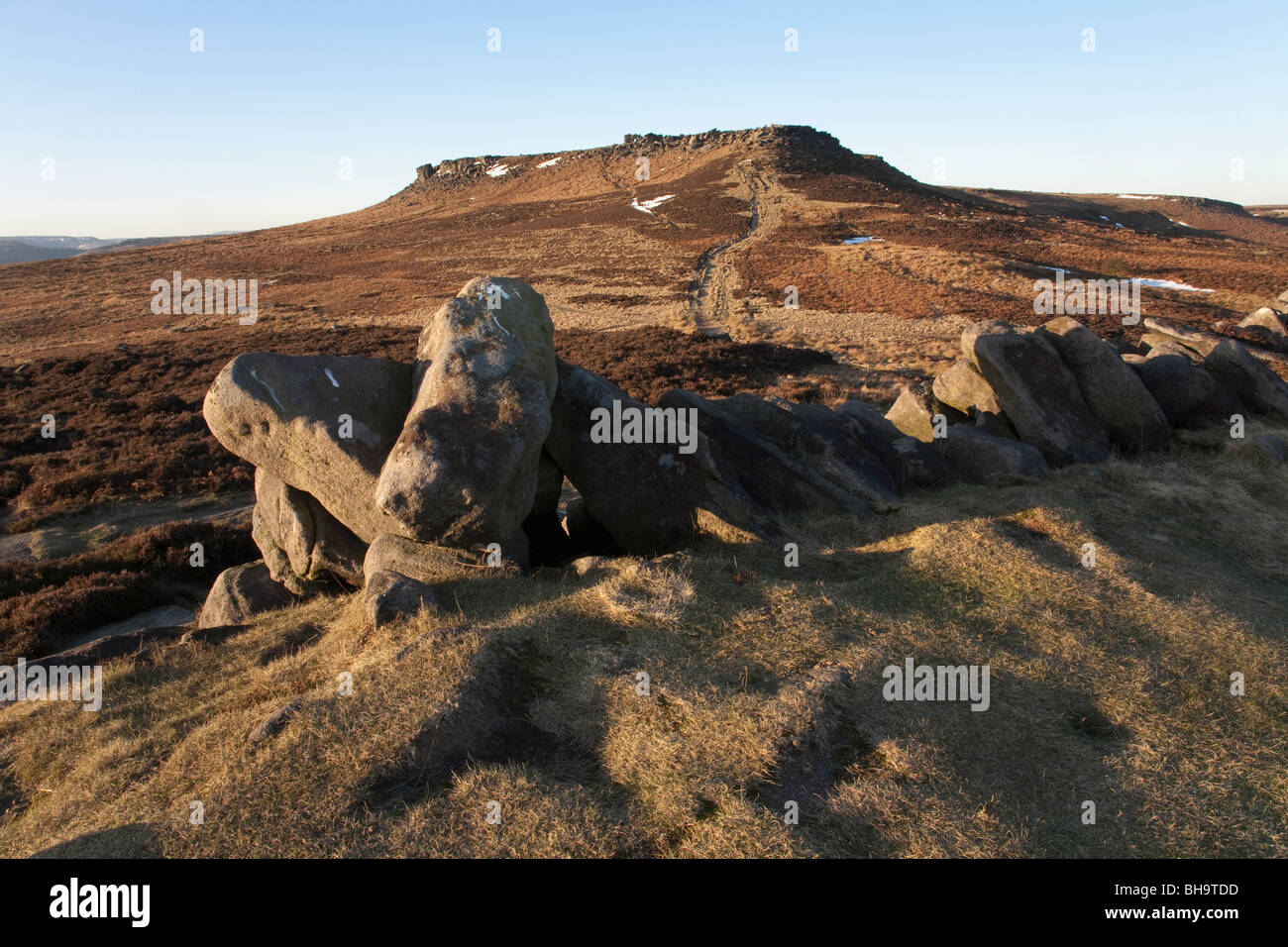 Higger Tor in the Derbyshire Peak District viewed from Carl Wark Stock ...