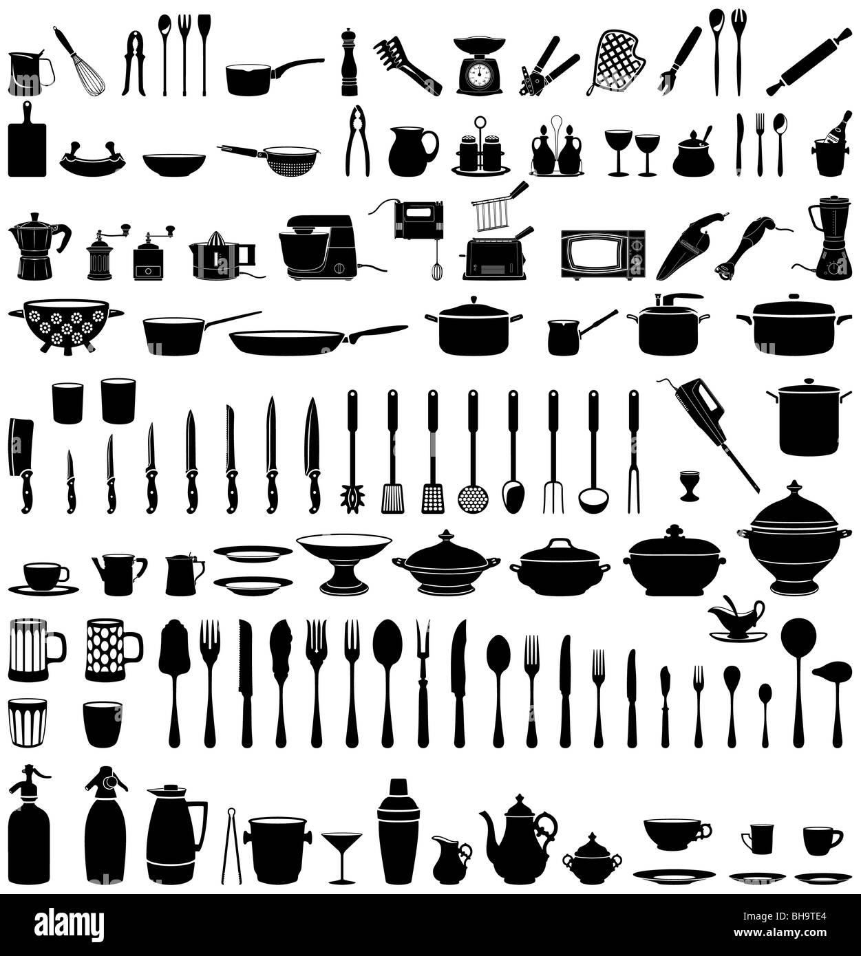 Kitchenware and tableware objects and appliances Stock Photo - Alamy
