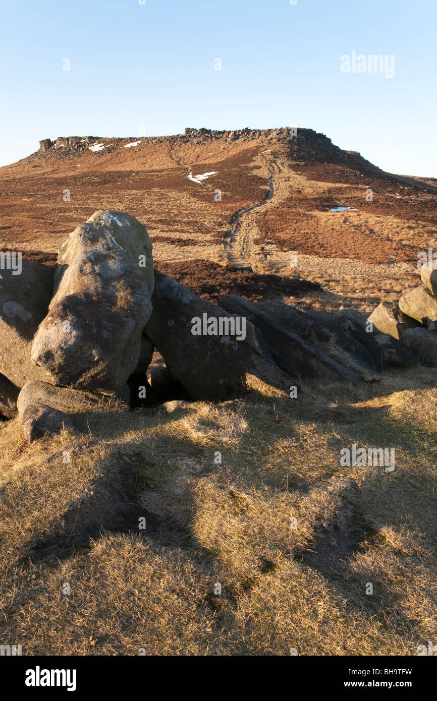 Higger Tor in the Derbyshire Peak District viewed from Carl Wark Stock ...
