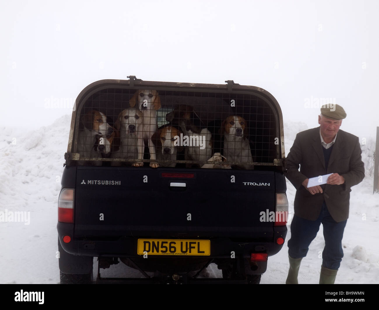 Farmer and disappointed hounds at the Farndale Hunt Boxing Day December ...