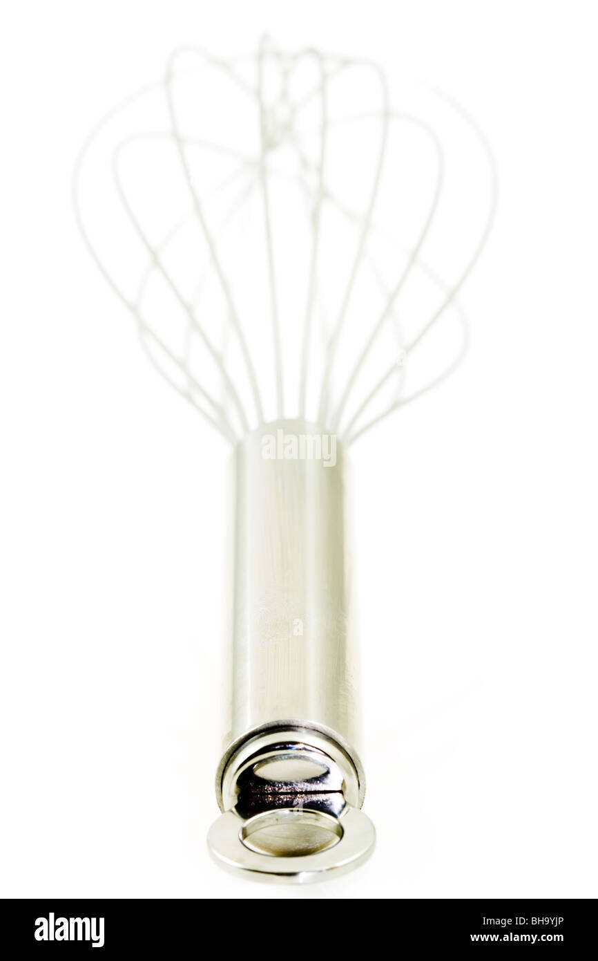 Very high resolution image of stainless steel whisk on white background ...