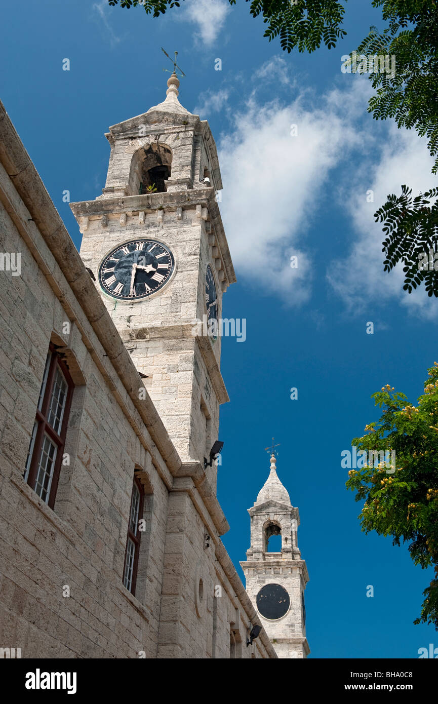 The Clock Towers at the Royal Naval Dockyard at the West End, Bermuda ...