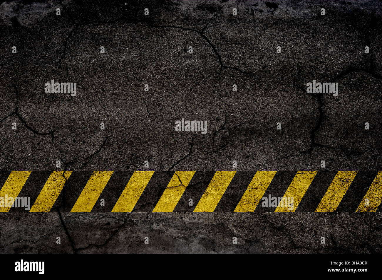 Asphalt background texture with construction signs Stock Photo - Alamy