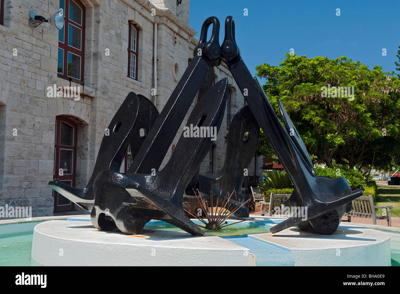 The Anchor Fountain at the Royal Naval Dockyard at the West End ...