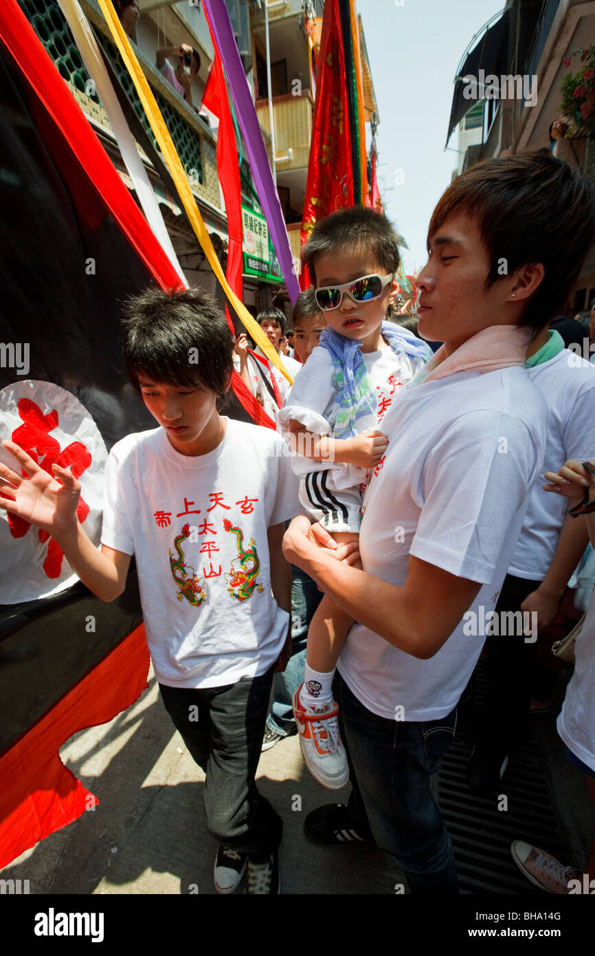 People in the procession at the Cheung Chau Bun Festival as celebrated ...