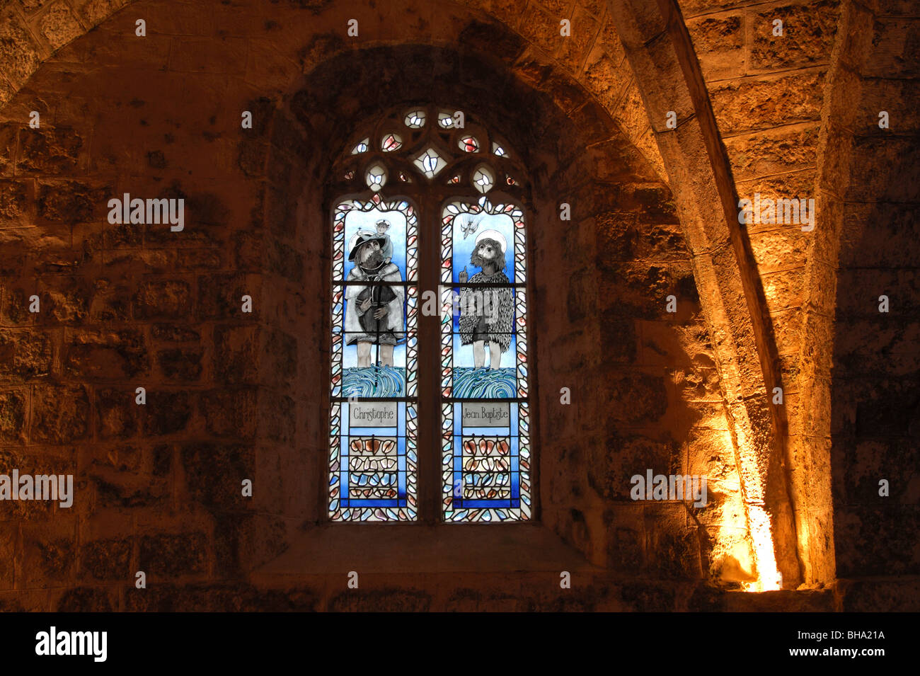 Stained glass windows of the Saint-Christophe church, La Couvertoirade ...