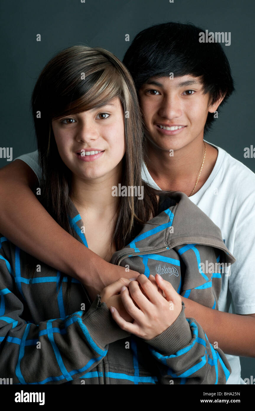 Young Eurasian girl (quarter Chinese) with her Asian (Lao/Hmong ...