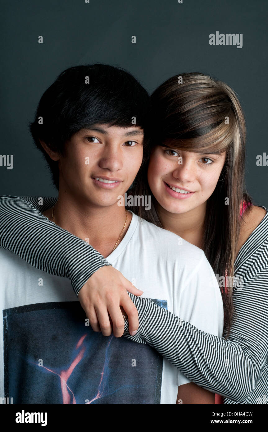 Young Eurasian girl (quarter Chinese) with her Asian (Lao/Hmong ...