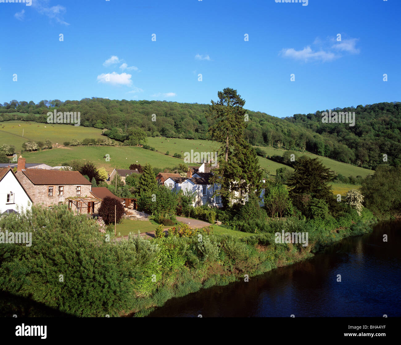 Picturesque riverside cottages in the village of Brockweir on the River ...