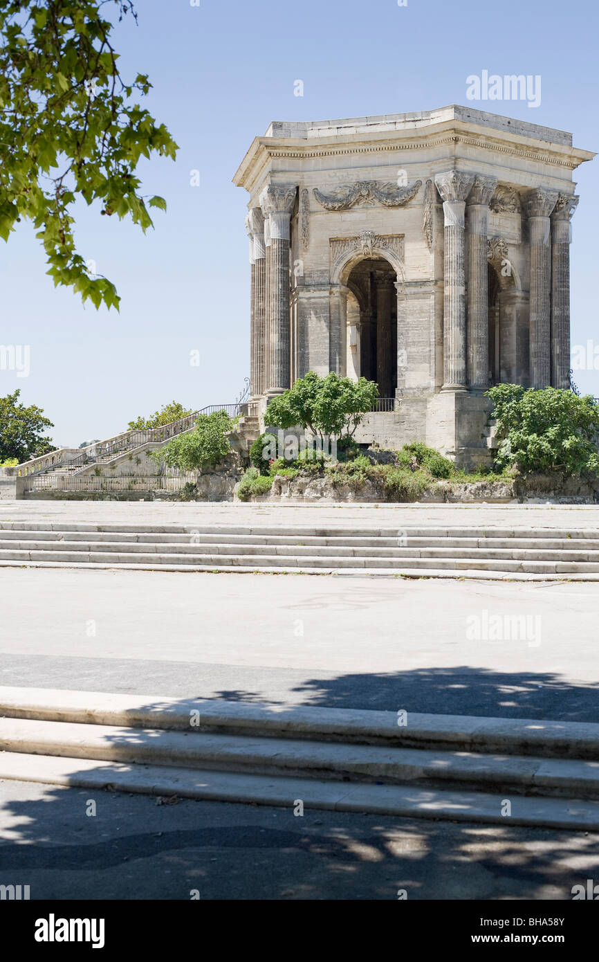 View of Saint Clement water tower Aqueduct in the park of Montpellier ...