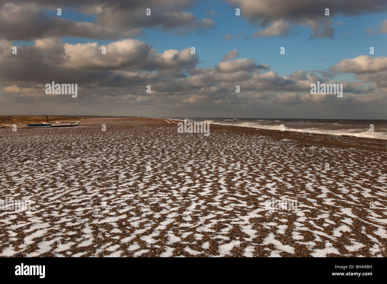 Crab boats on Cley Beach in Winter north Norfolk coast UK Stock Photo ...