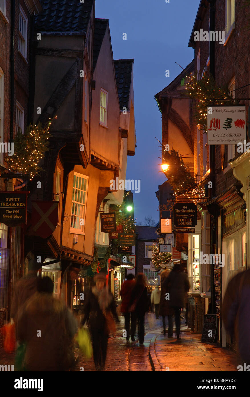The Shambles at night, York, Yorkshire, England, UK Stock Photo - Alamy