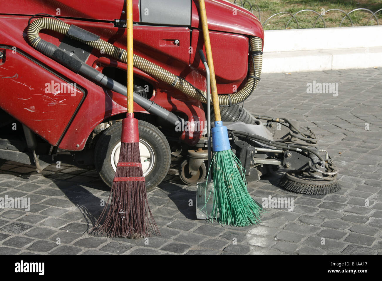 mobile road street cleaning equipment in city town Stock Photo - Alamy