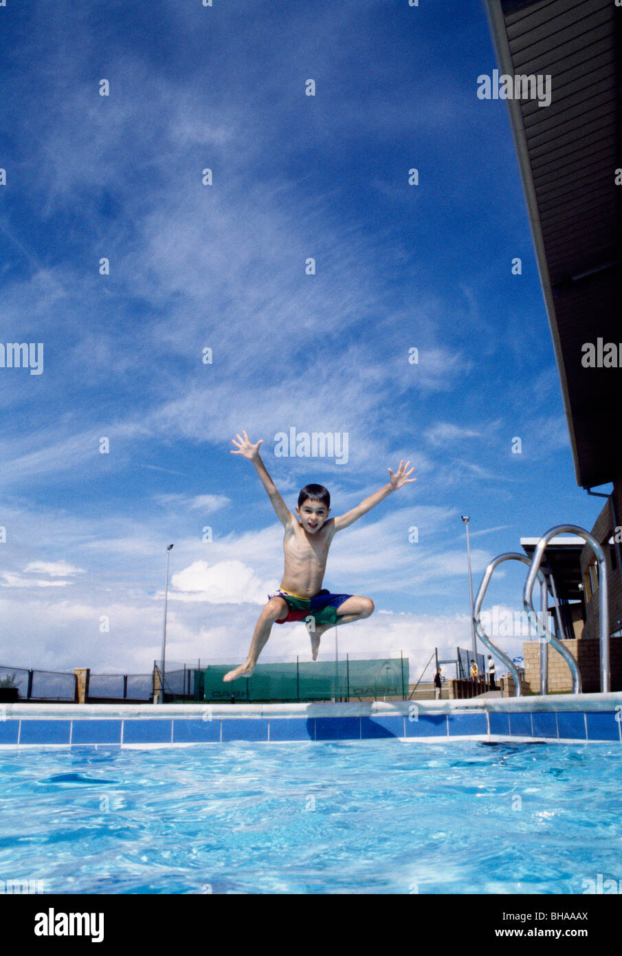Boy in pool 001 Stock Photo - Alamy
