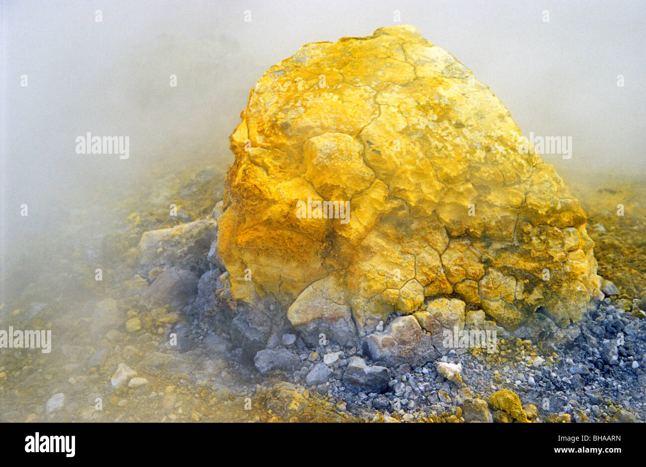 sulfur at stone on Vulcano one of the Aeolian Islands, Italy Stock ...