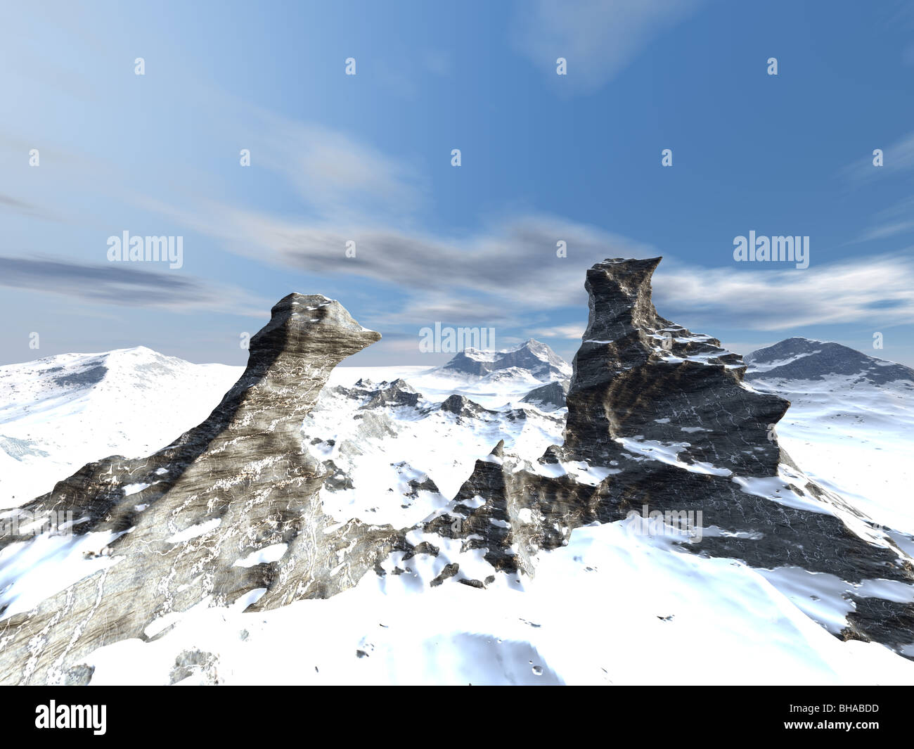 winter rocks illustration Stock Photo - Alamy