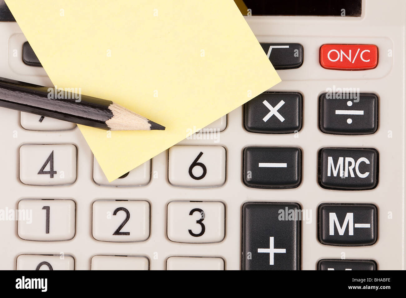 calculator,pencil and blank notepaper on white background Stock Photo ...
