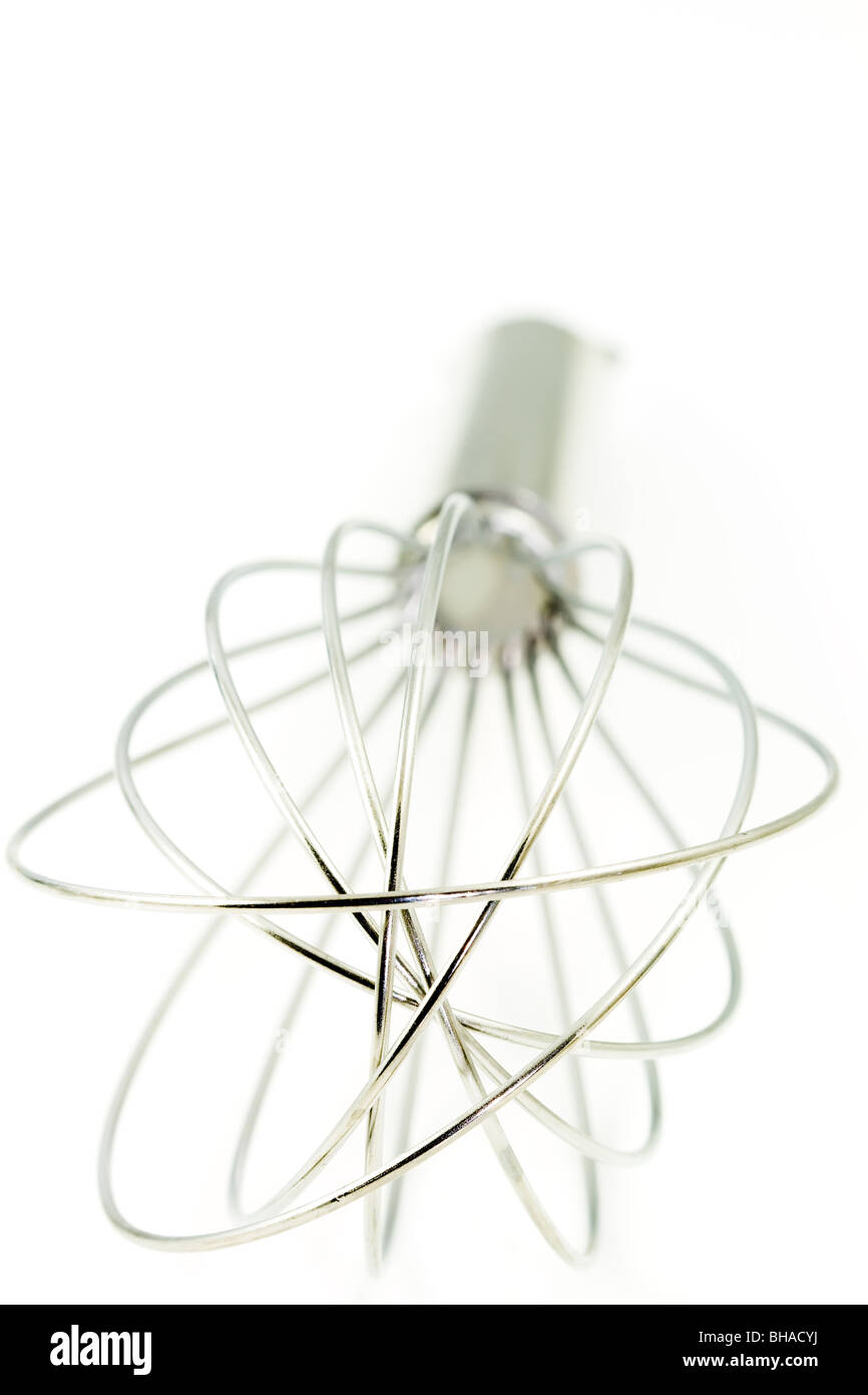 Very high resolution image of stainless steel whisk on white background ...