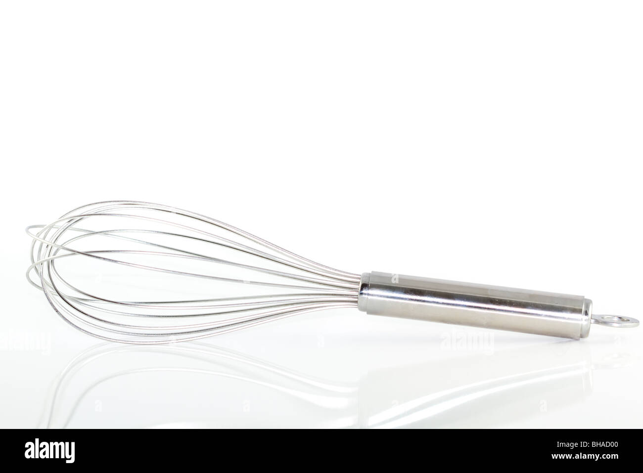 Very high resolution image of stainless steel whisk on white background ...