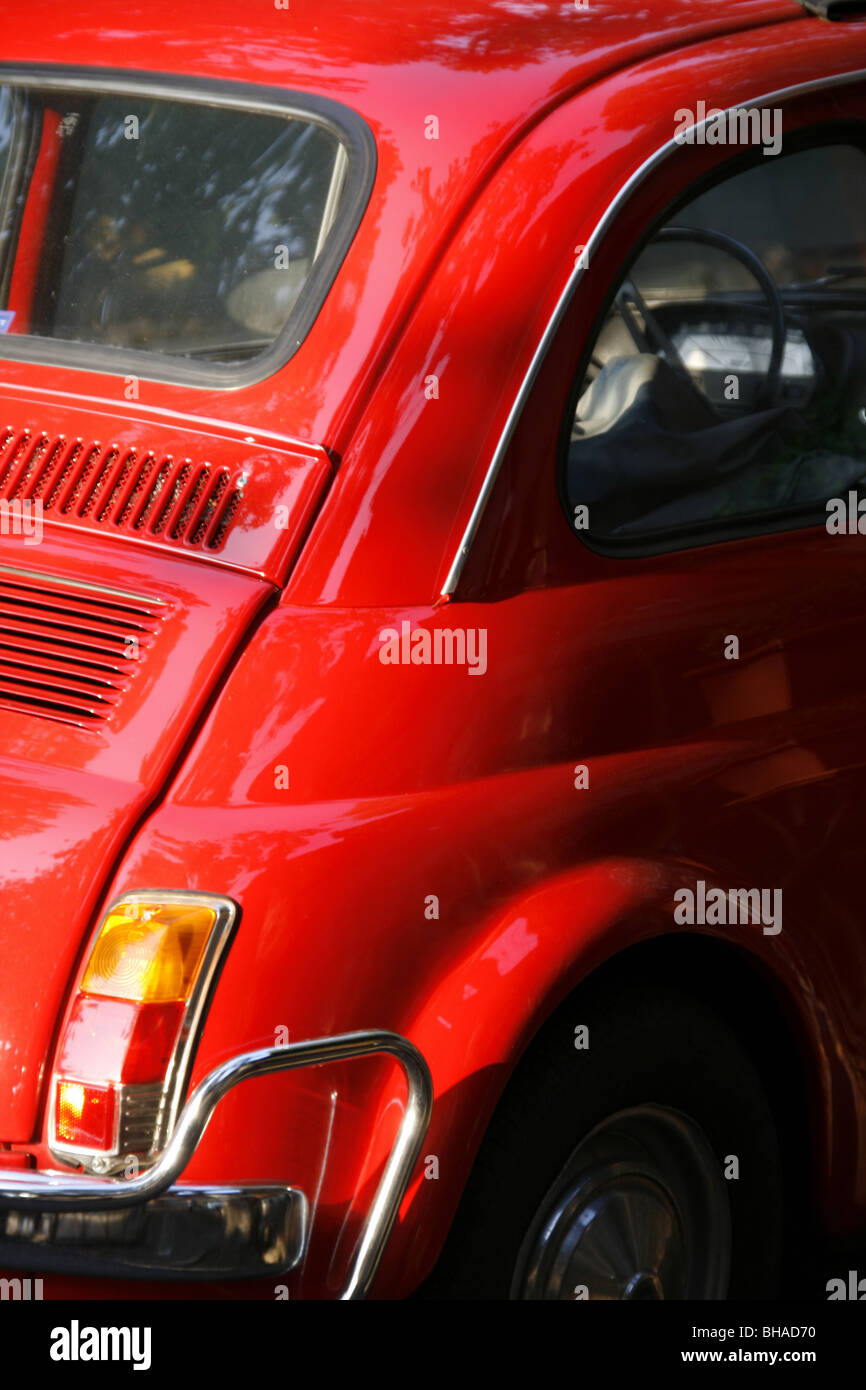Old bright red fiat 500 in street hi-res stock photography and images ...