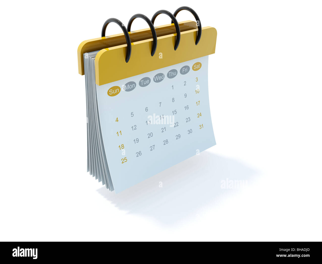 Yellow calendar icon isolated on white Stock Photo - Alamy