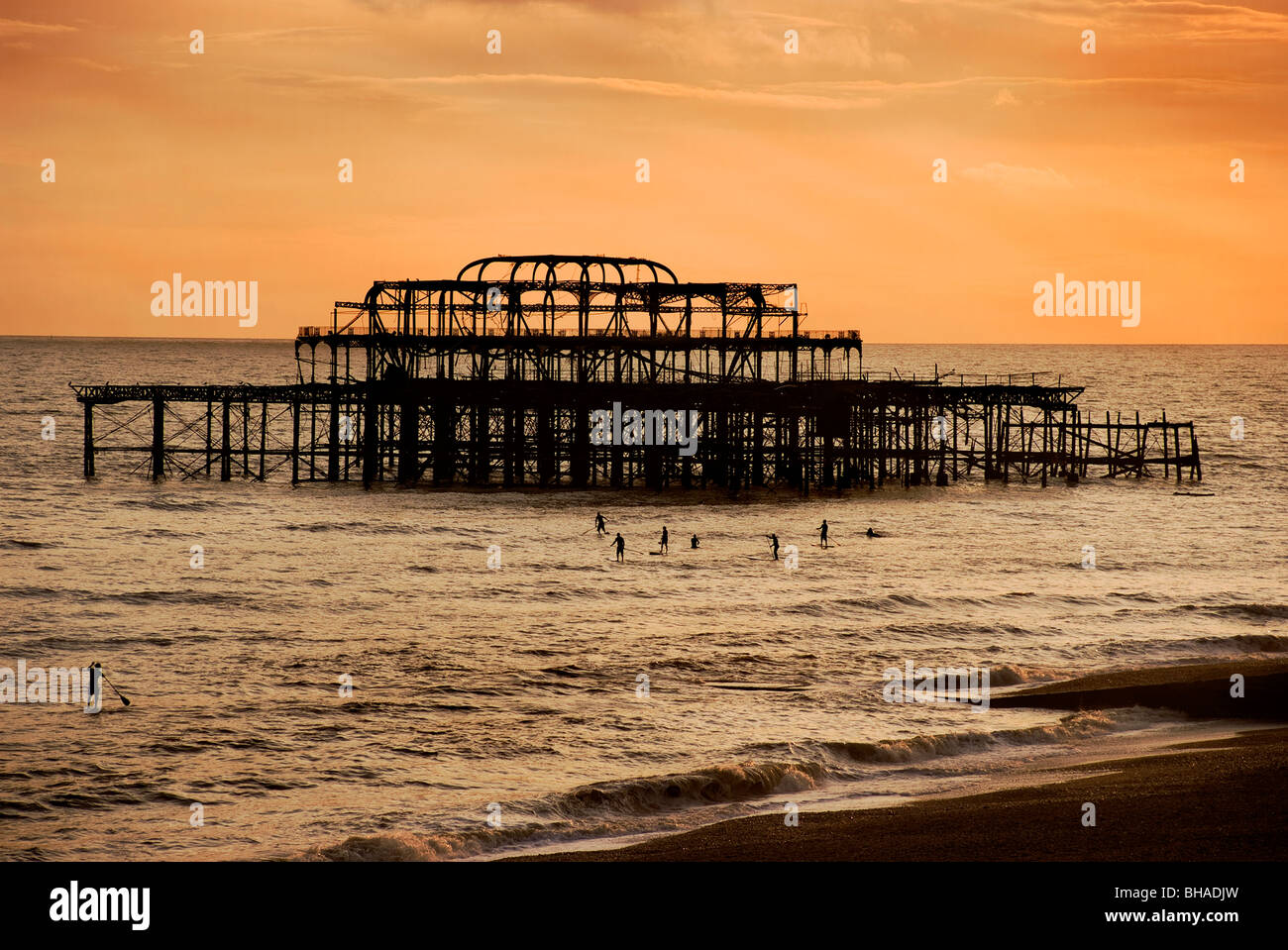 Brighton pier at sunset Stock Photo - Alamy
