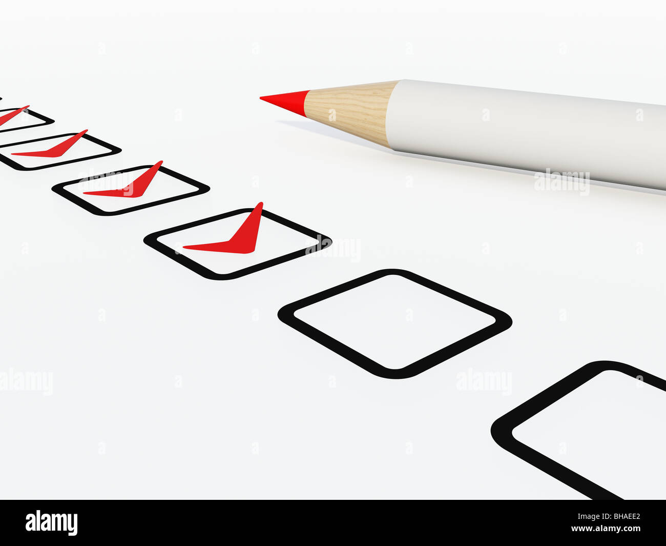 Checklist with pen isolated on white Stock Photo - Alamy