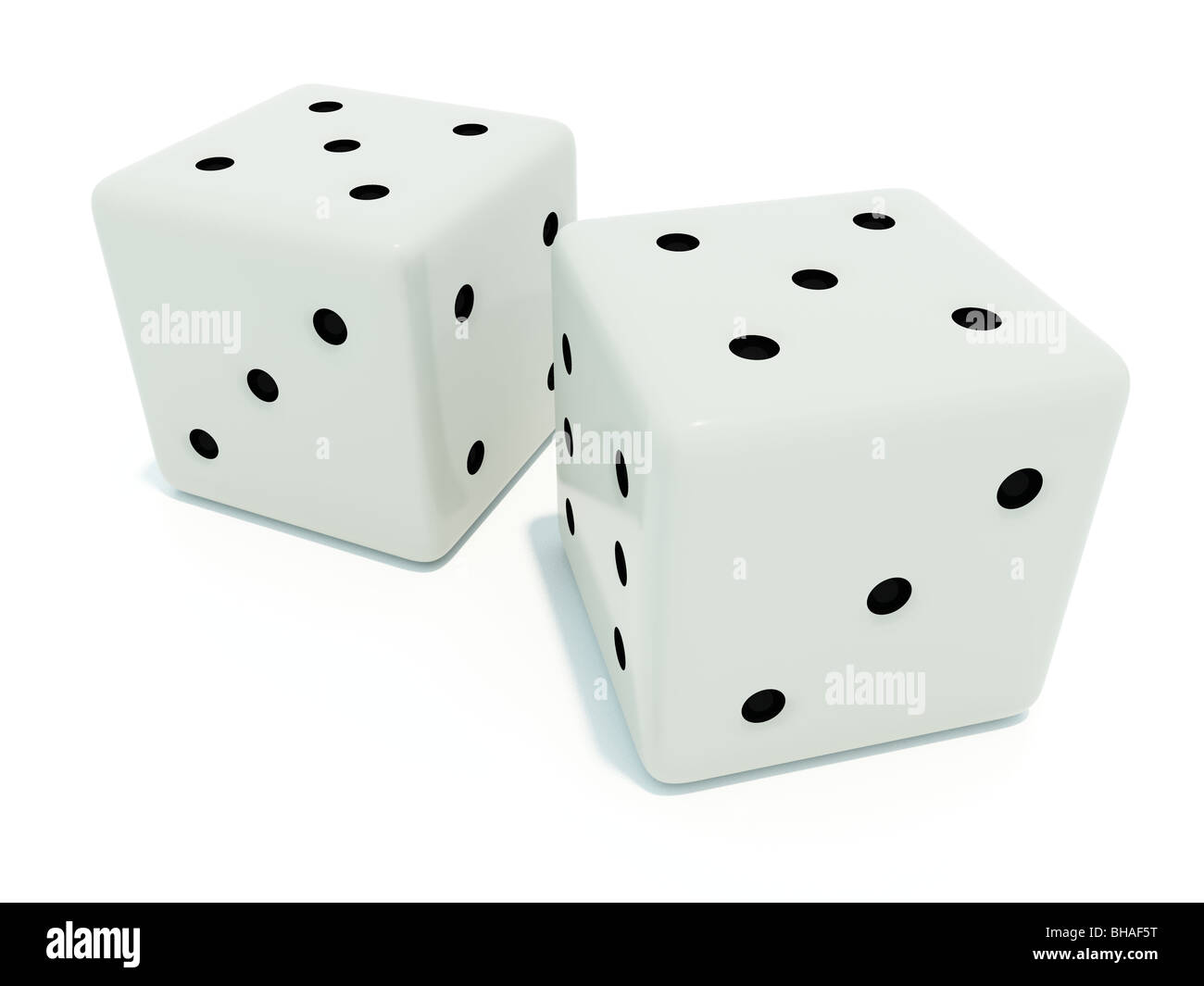 Black and white dice isolated on white Stock Photo - Alamy