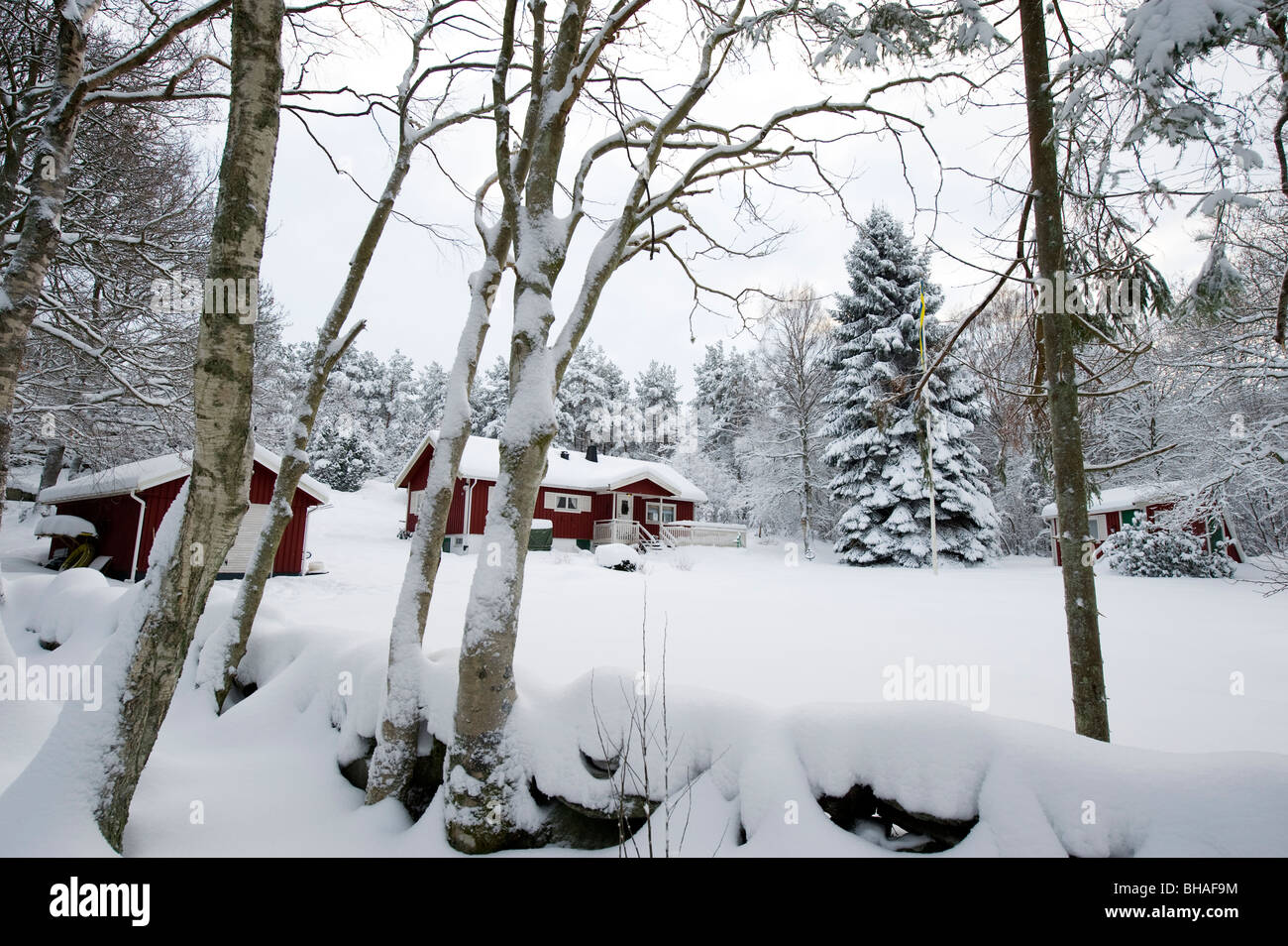 Typical Swedish winter view Stock Photo - Alamy