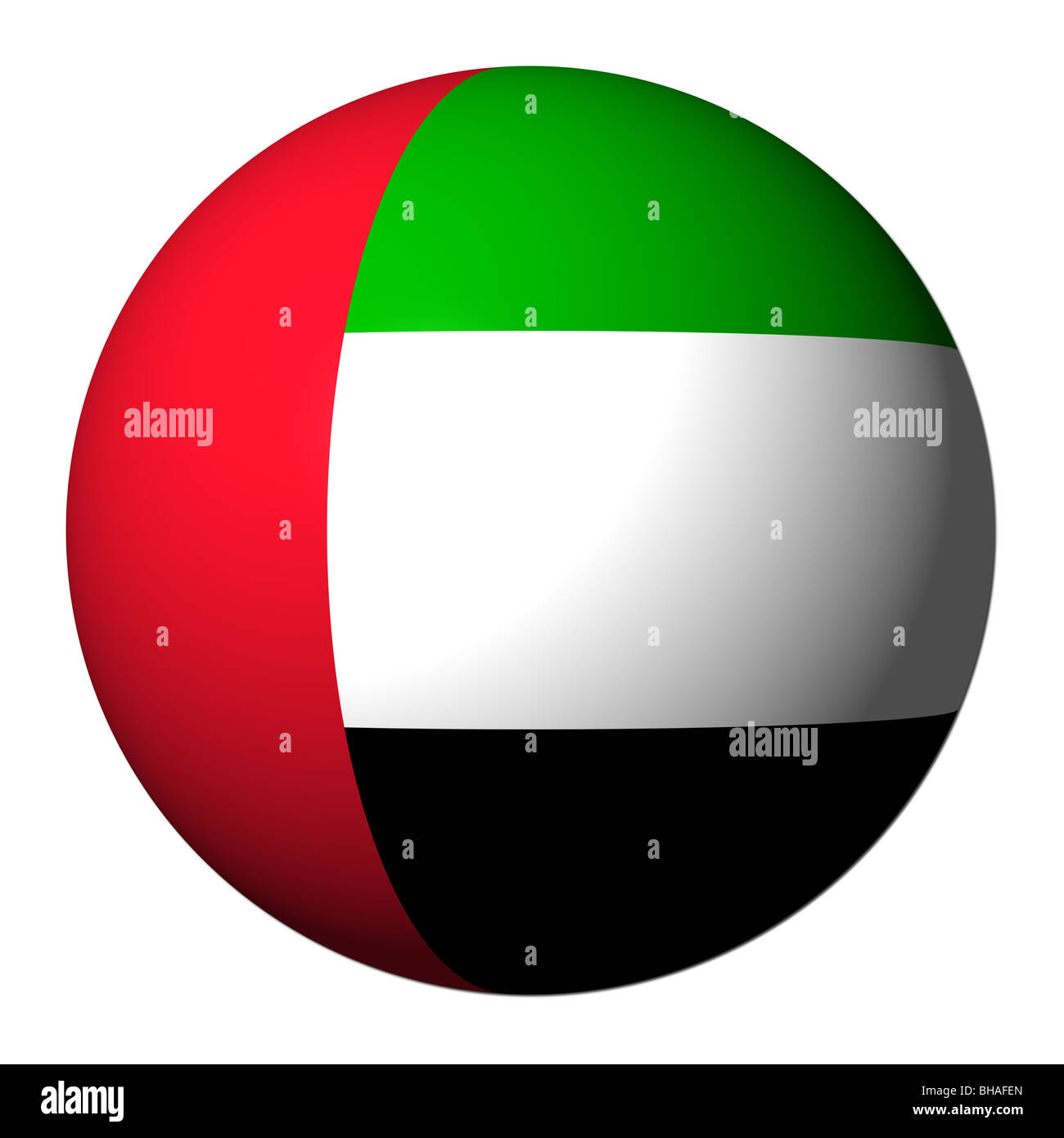 UAE flag sphere isolated on white illustration Stock Photo - Alamy