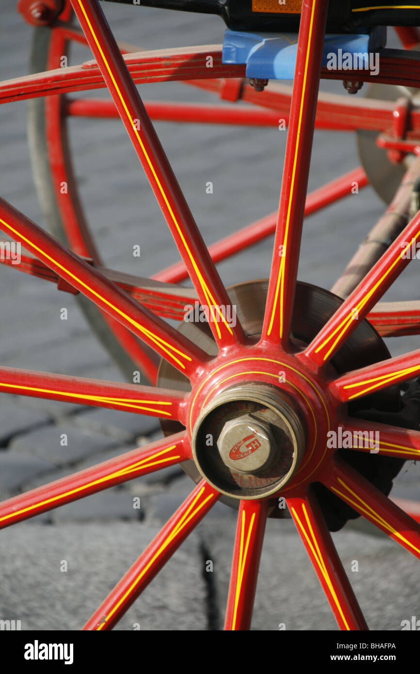 detail of horse carriage wheel on street in city town rome Stock Photo ...