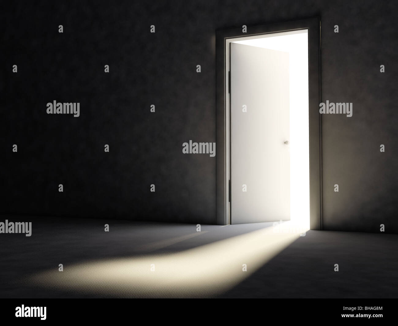 Room with opened door Stock Photo - Alamy