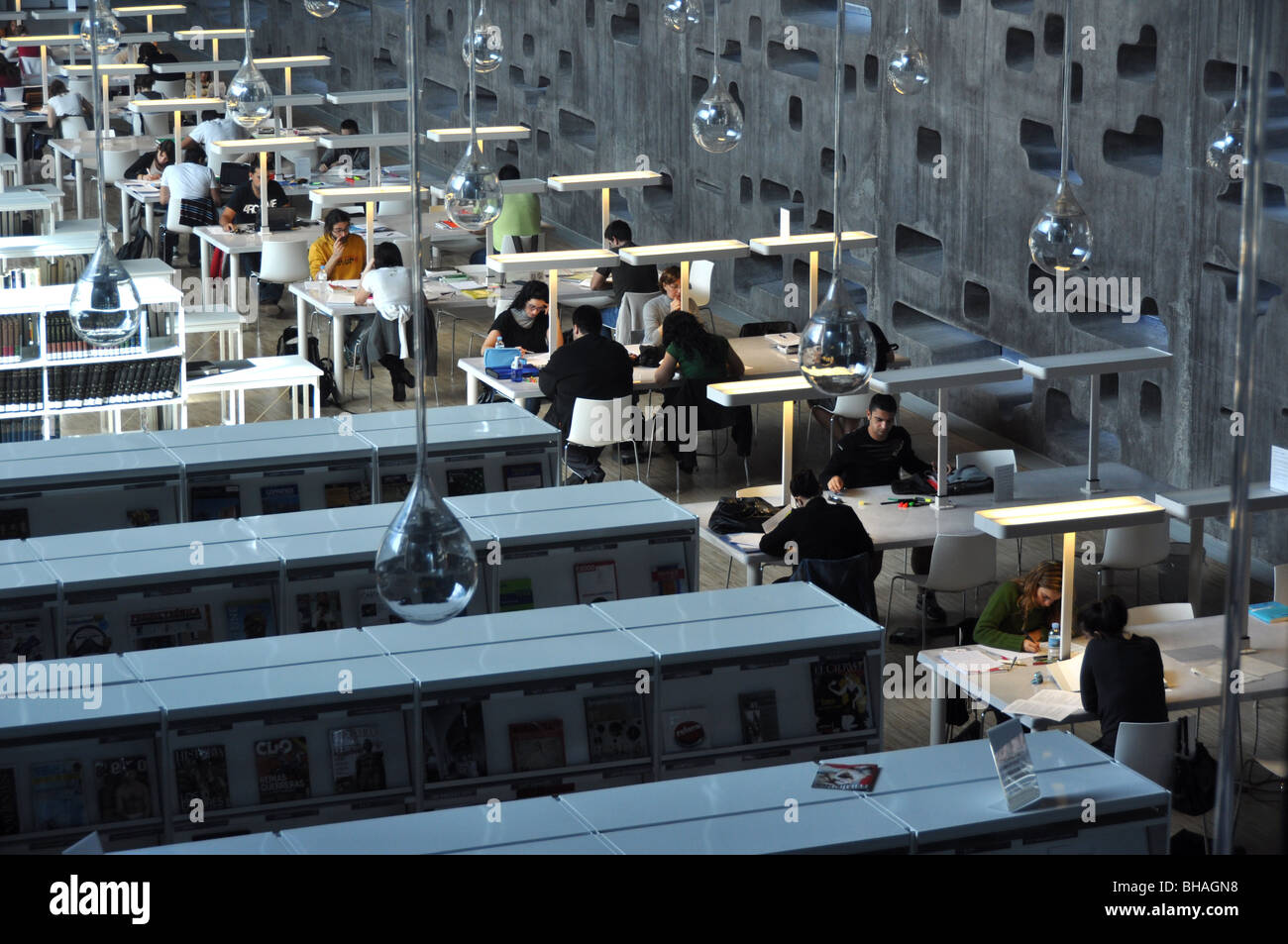People at work in the reading room of the public library/ cultura &Art ...