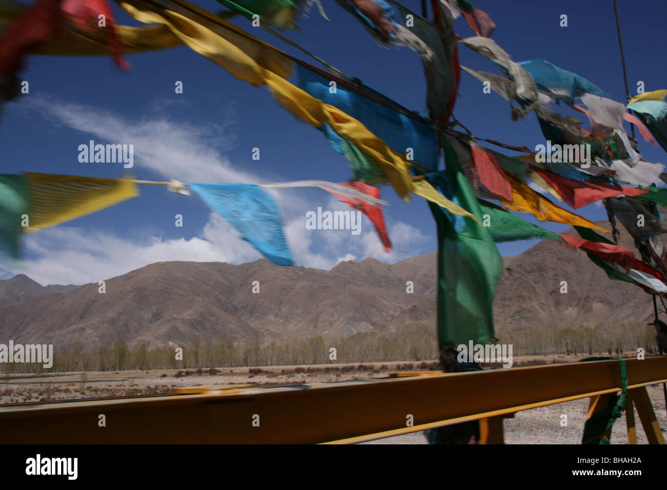 Prayer Flags on Bridge Stock Photo - Alamy