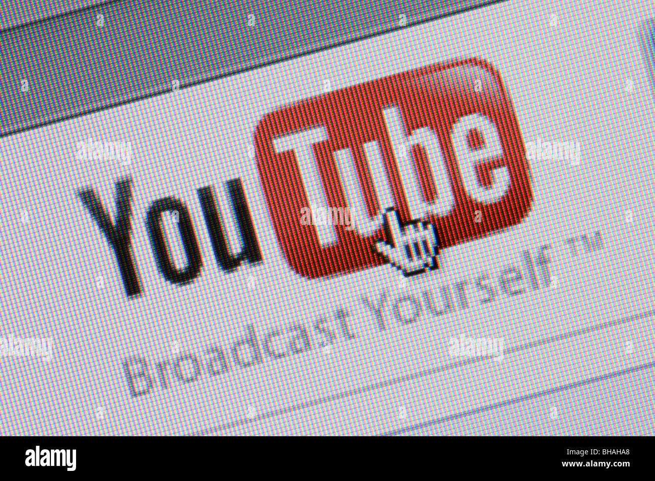 Close-up screenshot of YouTube video website logo. UK Stock Photo - Alamy