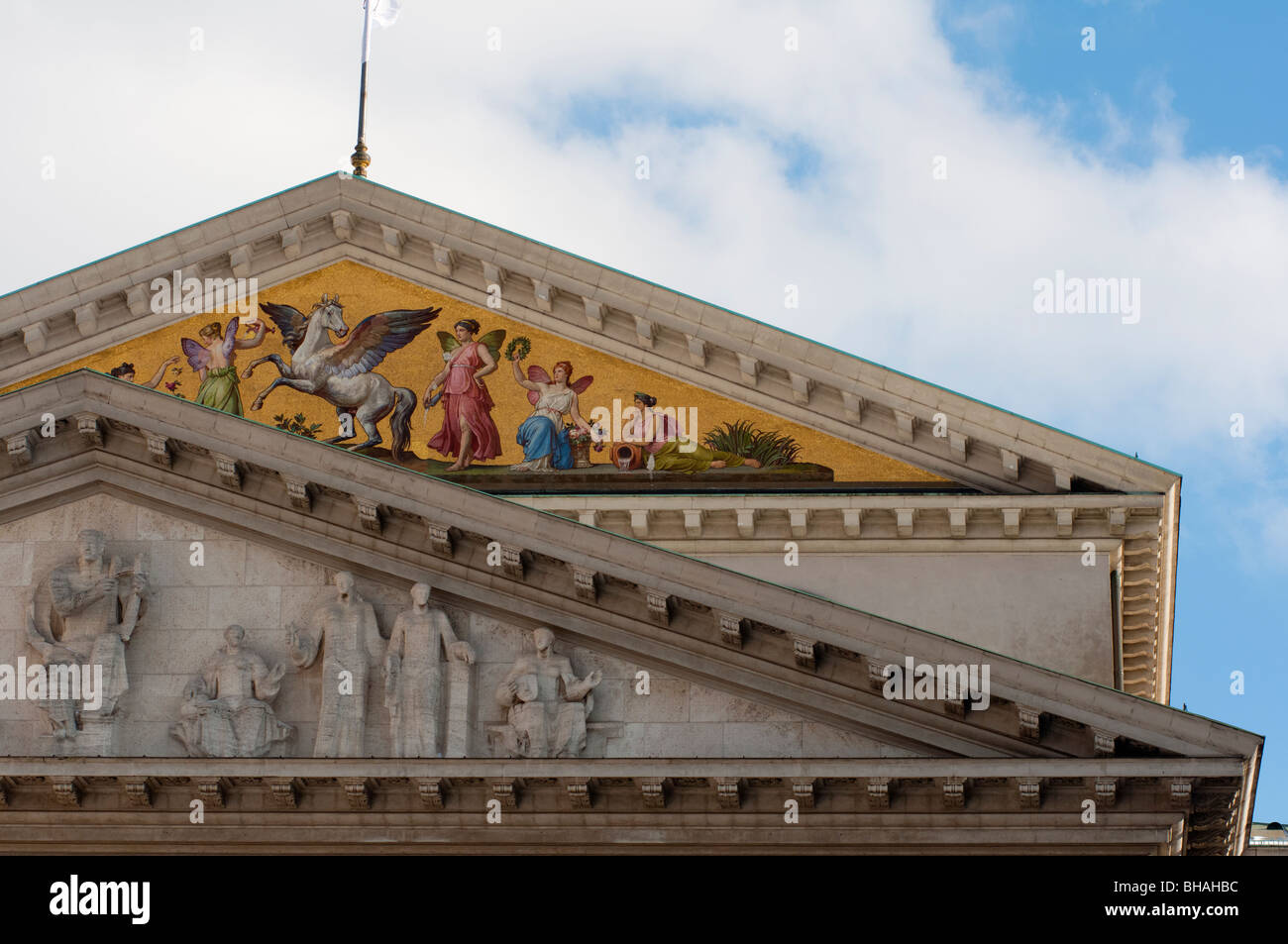 Colourful paintings and detailed statues of Munich's Opera House Stock ...