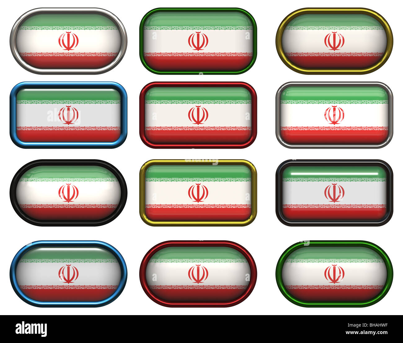 twelve buttons of the Flag of Iran Stock Photo - Alamy