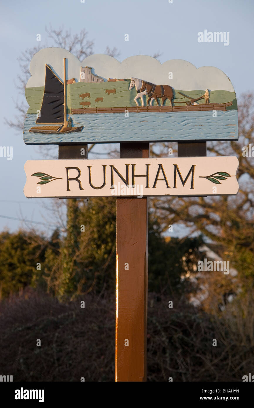 Runham Village Sign, Norfolk, England Stock Photo - Alamy