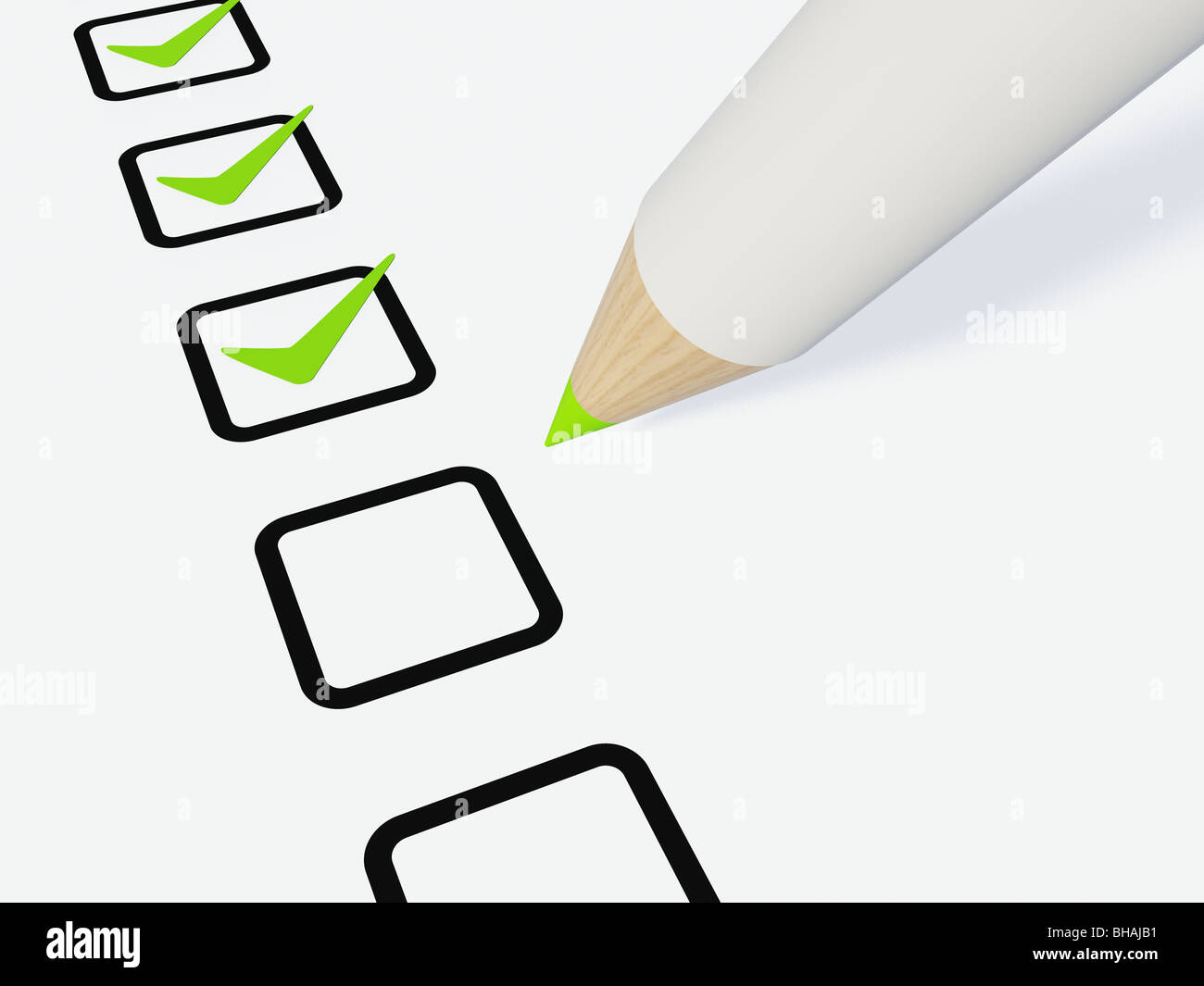 Checklist with pen isolated on white Stock Photo - Alamy