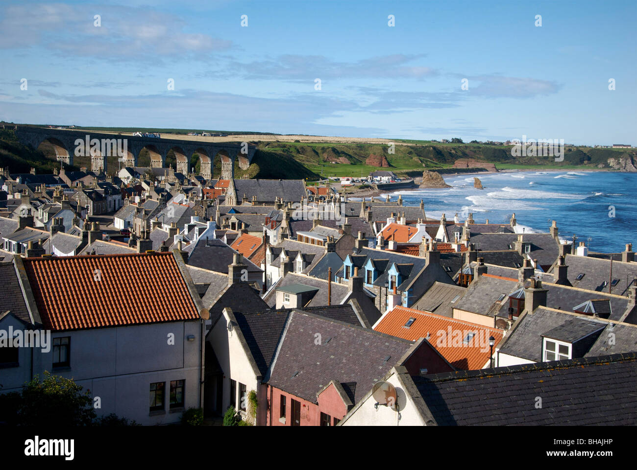 Buckie Moray Scotland UK Harbour Harbor Fishing Boats Town Roofs Stock ...